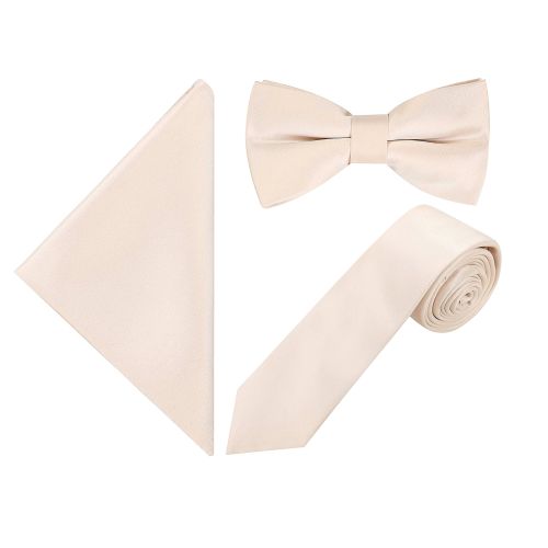 Jenson Samuel Plain pastel champagne classic tie, bowtie & pocket ...
