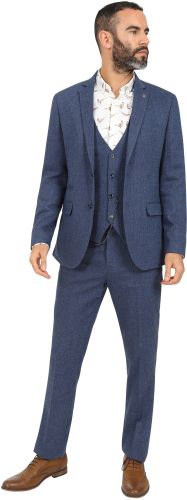 Jenson Samuel Lincoln Navy Blue Herringbone Three Piece Suit