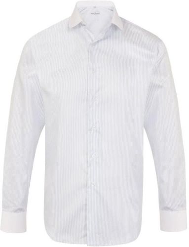 Jenson Samuel Blue Striped Regular Fit Shirt with Jewel Stud Collar