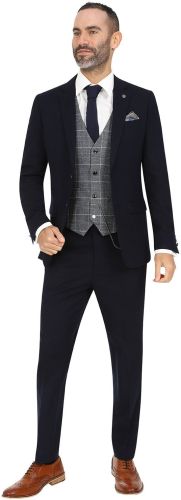 Jenson Samuel Alnwick Navy Suit with Contrast Oxford Waistcoat