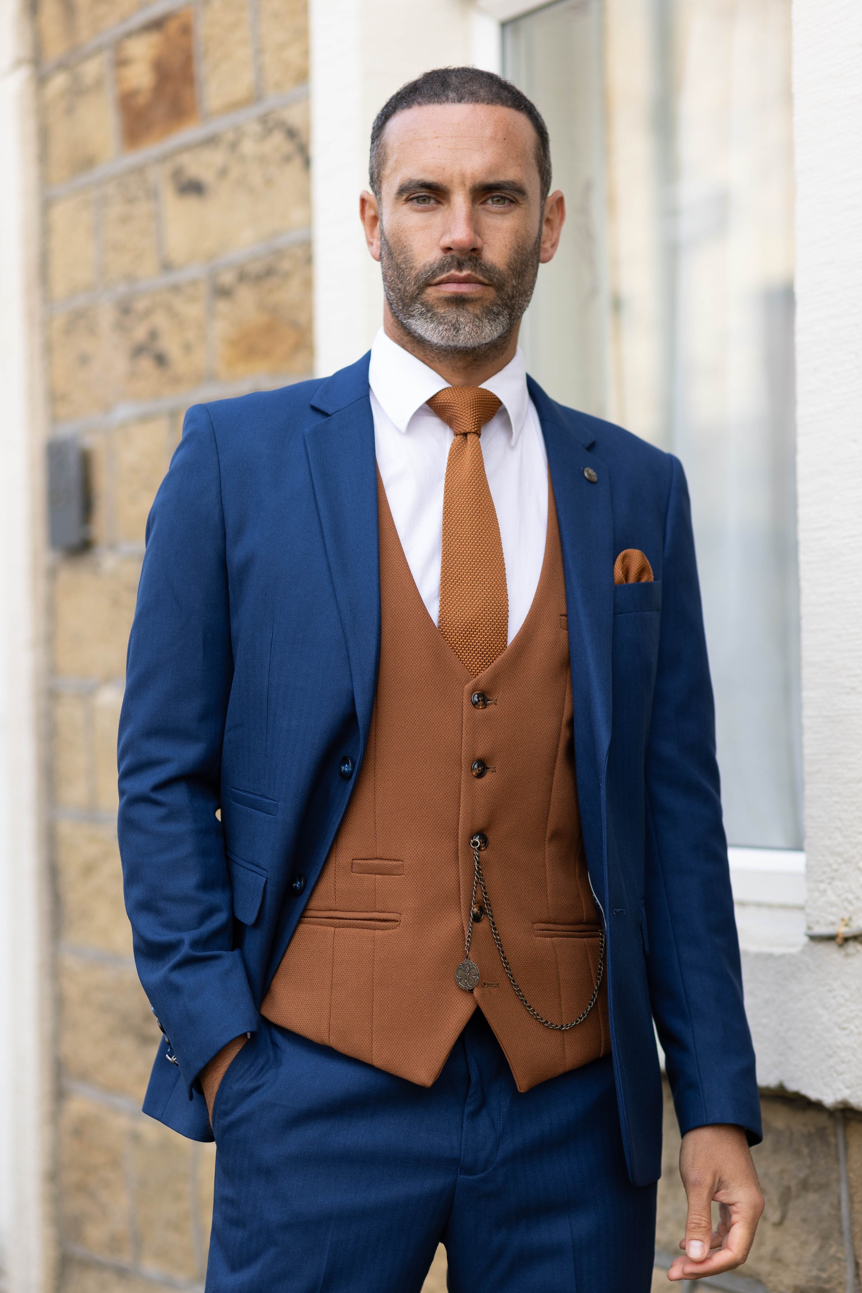 Jenson Samuel Alnwick Royal Suit With Contrast Kelvin Tan Waistcoat.