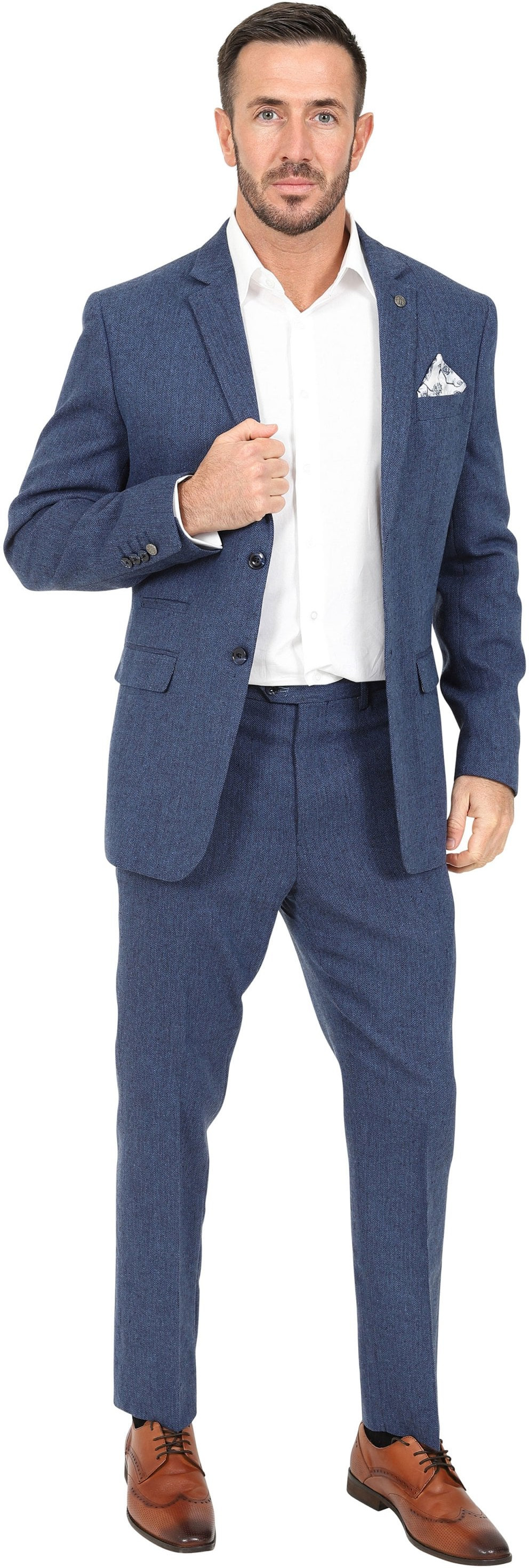 Jenson Samuel Lincoln Blue Herringbone Two Piece Suit